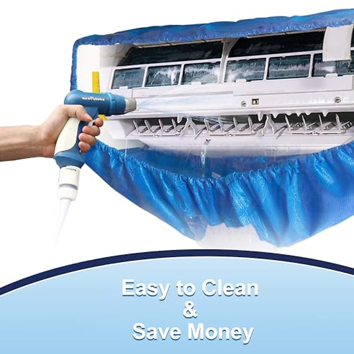 WANOSS Split Air Conditioning Cleaning Cover Bag with 10ft Water Pipe and Drain Outlet, Two Sides Support Plates Waterproof Panels Wall Mounted Air Conditioner Service Bag