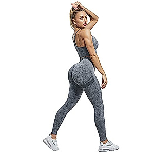 CHRLEISURE Butt Lifting Workout Leggings for Women, Scrunch Butt Gym Seamless Booty Tight (Dark Gray, M)