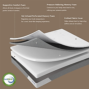 Kescas 8 Inch Bamboo Charcoal Cooling Gel Memory Foam Full Mattress -Medium Firm - with Moisture Wicking Cover and Edge Support for Motion Isolating - Medium Firm