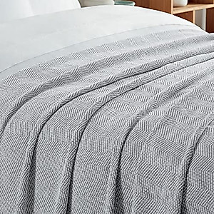 Aston & Arden Chenille Throw Blanket - 100% Ringspun Cotton All Season, Luxury Hotel Quality, Soft on Skin, Breathable, Heavyweight 400 GSM for Bed, Sofa, and Chair, King, Fog Grey