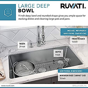 Ruvati 31-inch Undermount Kitchen Sink 16 Gauge Stainless Steel Single Bowl - RVM5931