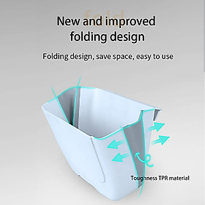 Small Hanging Trash Can Plastic Foldable Garbage Can Collapsible Kitchen Waste Bin with Three Rolls of Garbage Bags for Kitchen/Cabinet/Bedroom/Bathroom,3L(Blue)