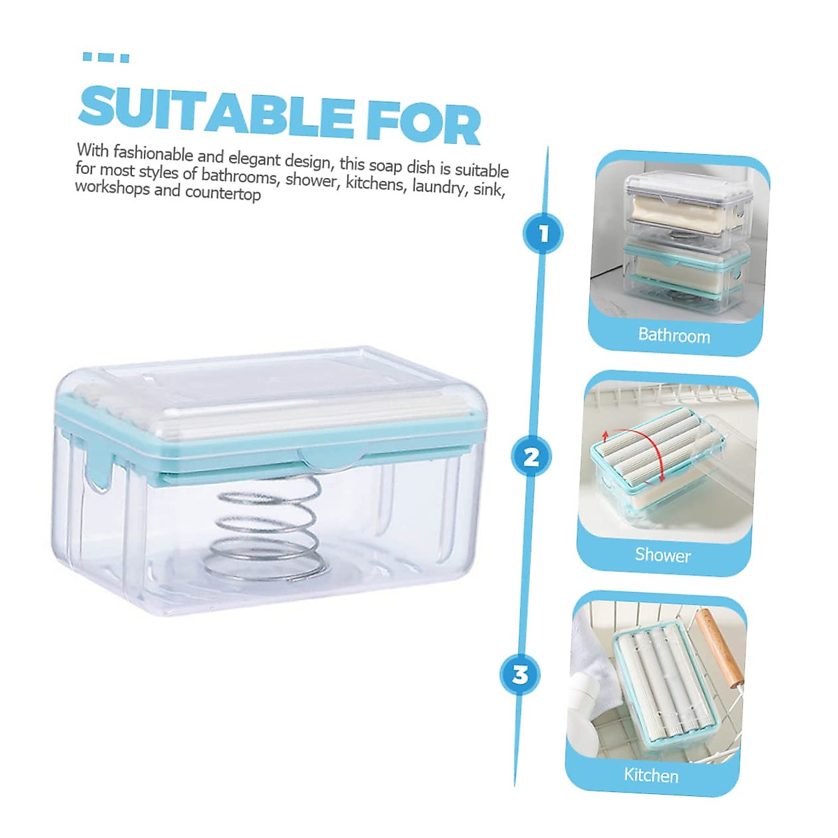 Cabilock 4pcs Soap Box Strip Holder Soap Dispenser Container Soap Case Soap Foam Maker Shower Soap Holder Dishwashing Liquid Dispenser Lip Gloss Holder Soap Dish Plastic Camping Travel