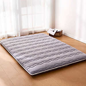 jzbearapt Japanese Floor Mattress, Futon Mattress Foldable, 100% High-Density Premium Foam, Thicken Tatami Mat Portable Dormitory Sleeping Pad, Small Single Size 75" X 25", Grey Stripes
