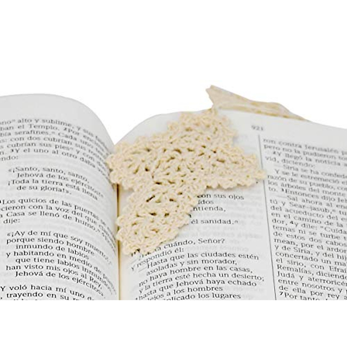 Home-X Ivory Crocheted Cross Bookmarks with Tassel-Religious Church Gifts and Bible Study Supplies-Set of 10-4"H x 3"W