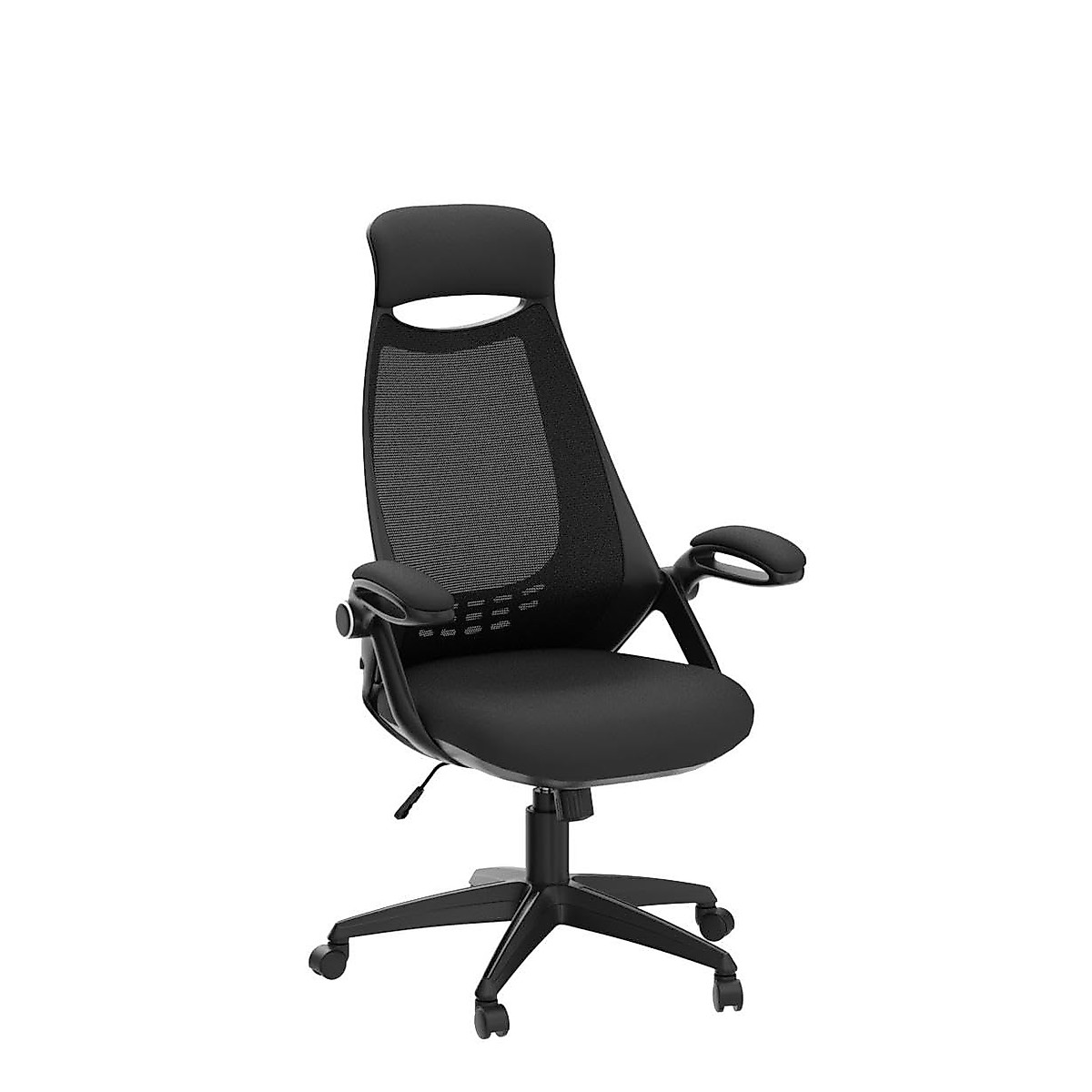 HYLONE Office Desk Chair Ergonomic, Mesh Computer Chair with Headrest, Flip Up Arms, Lumbar Support, Height Adjustable (Black)