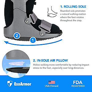 ExoArmor Superlight Walking Boot for Sprained Ankle, Foot Brace for Injured Foot, Stress Fracture, Broken Foot or Plantar Fasciitis. Air Liner. Short (Medium)