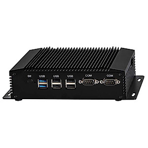 PARTAKER Fanless Industrial PC, Mini PC with Celeron J1900/N3520/N2920 CPU, 4GB Ram 64GB SSD, 2xCOM, 2xUSB 3.0, 4xUSB 2.0, 2xLAN, HD Port, VGA, Wi-Fi, Windows 10 Pro