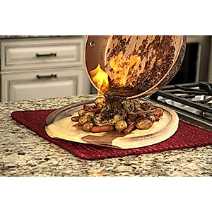 Gotham Steel 12” Nonstick Fry Pan with Lid – Hammered Copper Collection, Premium Aluminum Cookware with Stainless Steel Handles, Induction Plate for Even Heating, Dishwasher & Oven Safe