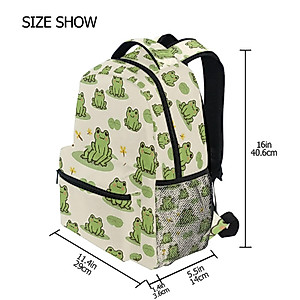 Kcldeci Cute Frog Pattern Kids Backpack for Boys Girls Elementary Schoolbag Kindergarten Bookbags Preschool School Bag Toddler Book Bags Travel Bag