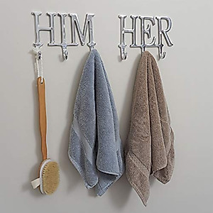 Bliss & Dane His and Hers Towel Hooks for Bathrooms | Set of 2 HIM and HER | Towel Racks for Bathroom |6 Robe Hooks | Bathroom Organizer | Wall Mounted | Bathroom Towel Rack | His and Hers Gifts