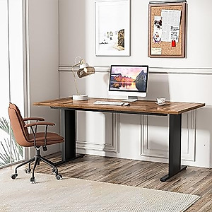 Tribesigns 63-Inch Executive Desk, Large Computer Office Desk with Heavy Duty Frame, Modern Simple Study Writing Table Workstation Business Furniture for Home Office (Walnut)