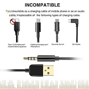 AGPTEK 3.5mm Jack Charge Cable, Male to USB 2.0 Data Sync & Charger Cable for MP3 / MP4 Players, Recorders, and Other Portable Devices, Gold-Plated, 0.8m / 2.6 feet, Black
