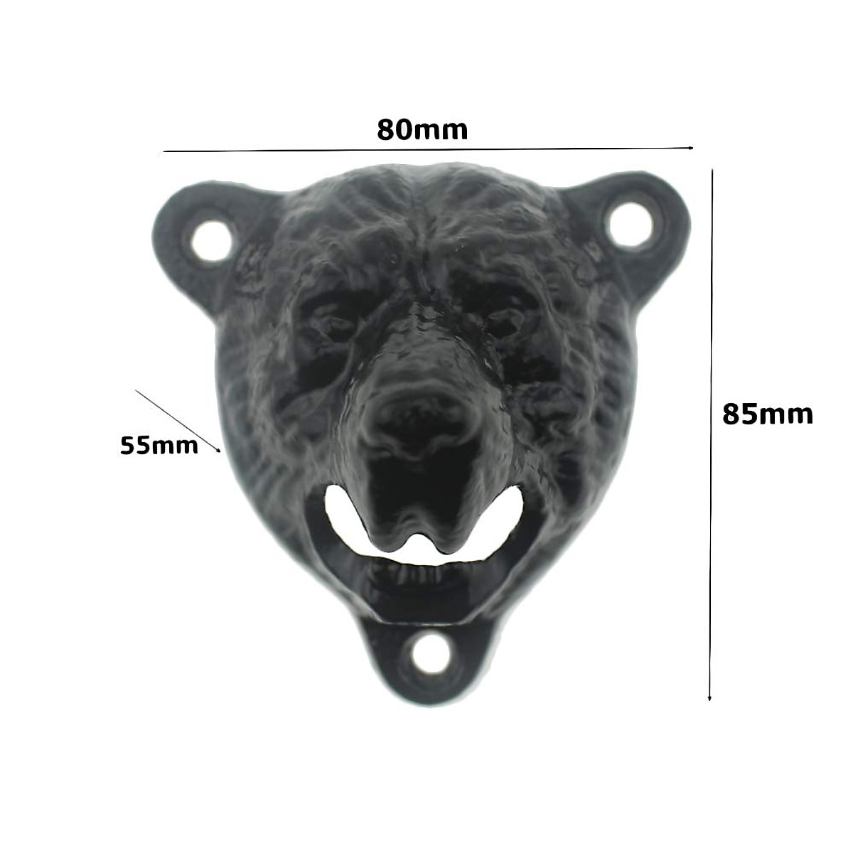Luwanburg 2PCS Grizzly Bear Head Wall Mounted Bottle Opener Cast Iron with Black Antique Brass Bear Mouth Teeth Bite for Patio Garage