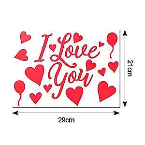 Dzrige Valentine's Day Heart Stickers I Love You Balloon Stickers Bobo Balloon Decals for Valentines Party Family Gathering Wedding Anniversary Decorations (Red)