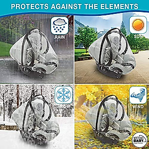 Universal Baby Car Seat Rain Cover, fits Stroller, Easy Access Zipper, Protect Child Travel