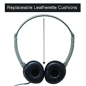 HamiltonBuhl Schoolmate On-Ear Stereo Headphone with Leatherette Cushions and in-line Volume
