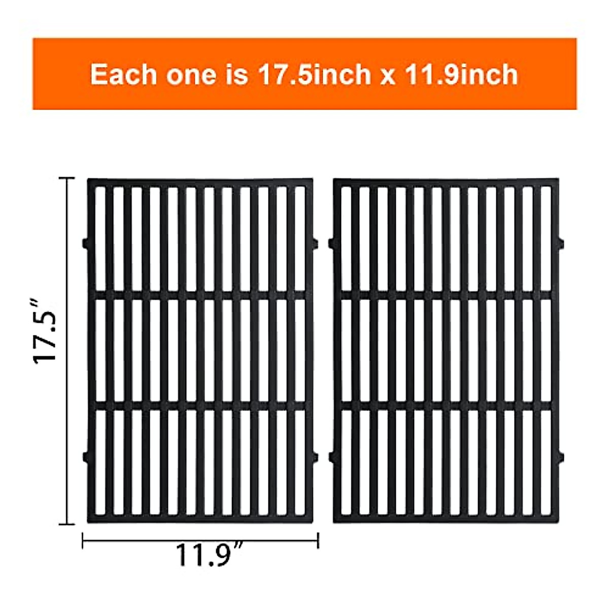17.5 Inch Grill Grates Replacement for Weber 7638 Weber Spirit Grill Parts I & II 300 Series Spirit E/S 310 E/S 320 E/S 330 SP-320, Spirit 700 Genesis 1000-3500 Genesis Gold Silver Platinum B/C