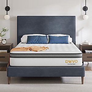 DWVO King Size Mattress - 12 Inch Memory Foam Mattress Twin - Hybrid Mattress in a Box with Pocket Spring Coils for Motion Isolation/Edge Support/Quiet Sleep/CertiPUR-US