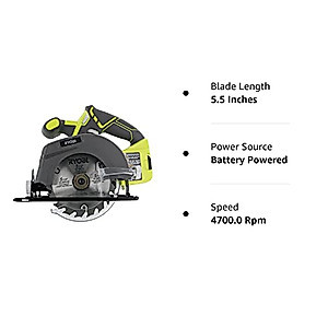 Ryobi One P505 18V Lithium Ion Cordless 5 1/2" 4,700 RPM Circular Saw (Battery Not Included, Power Tool Only), Green