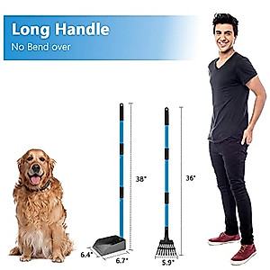 CCAATVG Dog Pooper Scooper for Large Medium Small Dogs Poop Scooper for Dogs with Lightweight Long Handle Rake and Tray