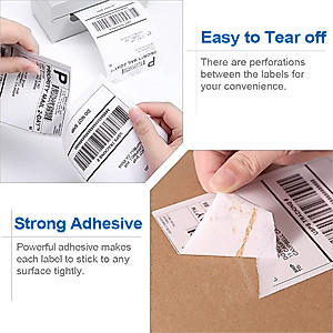 4"x 6" Direct Thermal Large Shipping Labels (500 Fanfold) Work with Rollo, MUNBYN, iDRPT, Polono, Zebra Desktop Thermal Printer, Commercial Grade Permanent Adhesive Mailing Postage Paper Label