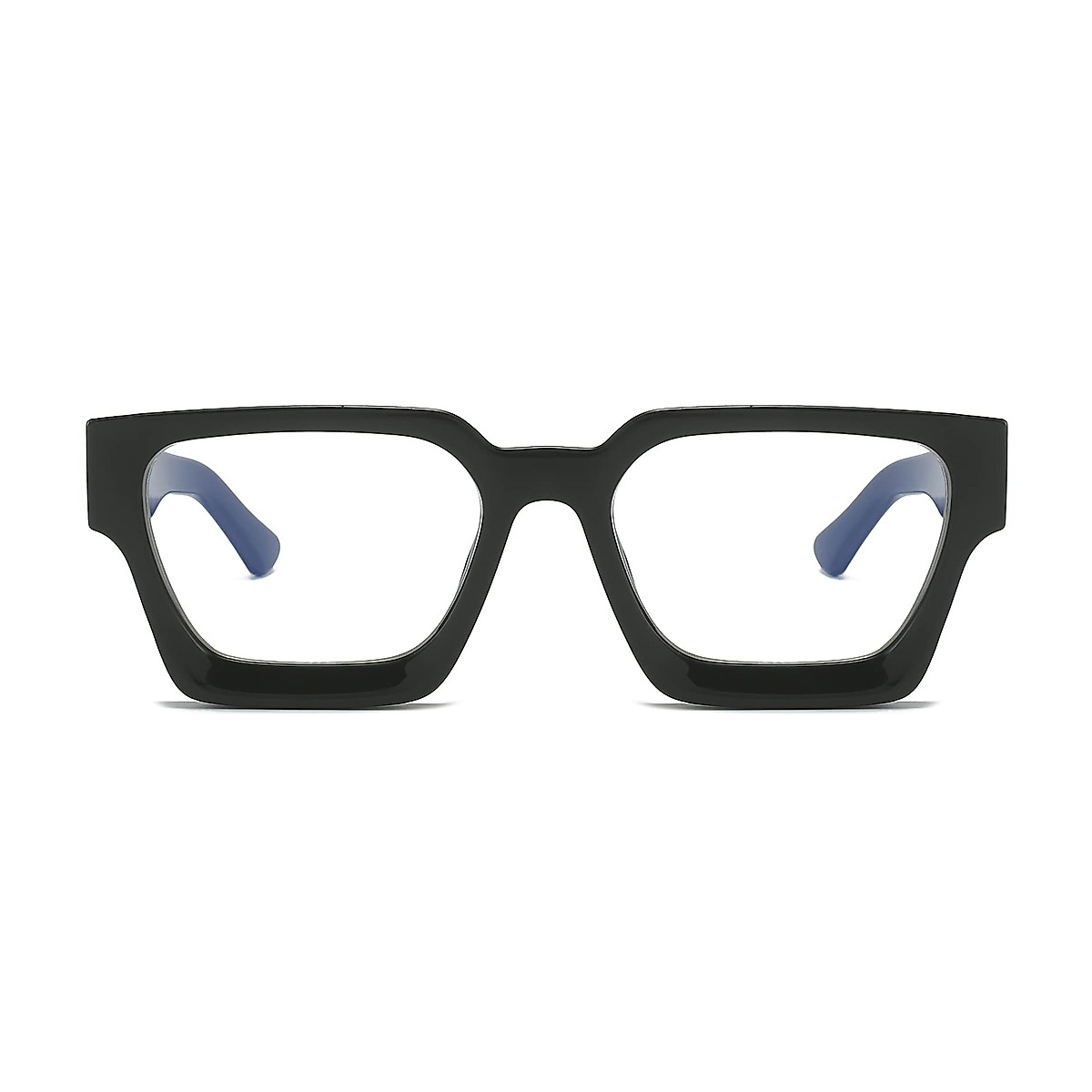 EYLRIM Thick Square Frame Blue Light Glasses for Women Men Non Prescription Computer Eyeglasses(01 Black)