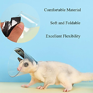 MANON ROSA Hamster Recovery Cone-E Collar & 2Pcs Self-Adhesive Bandages Set - Post Surgery Neckwear for Small Animals Rabbits Rats Ferrets Squirrels Chinchilla- Pet Medication Supplies(1C2B Small)