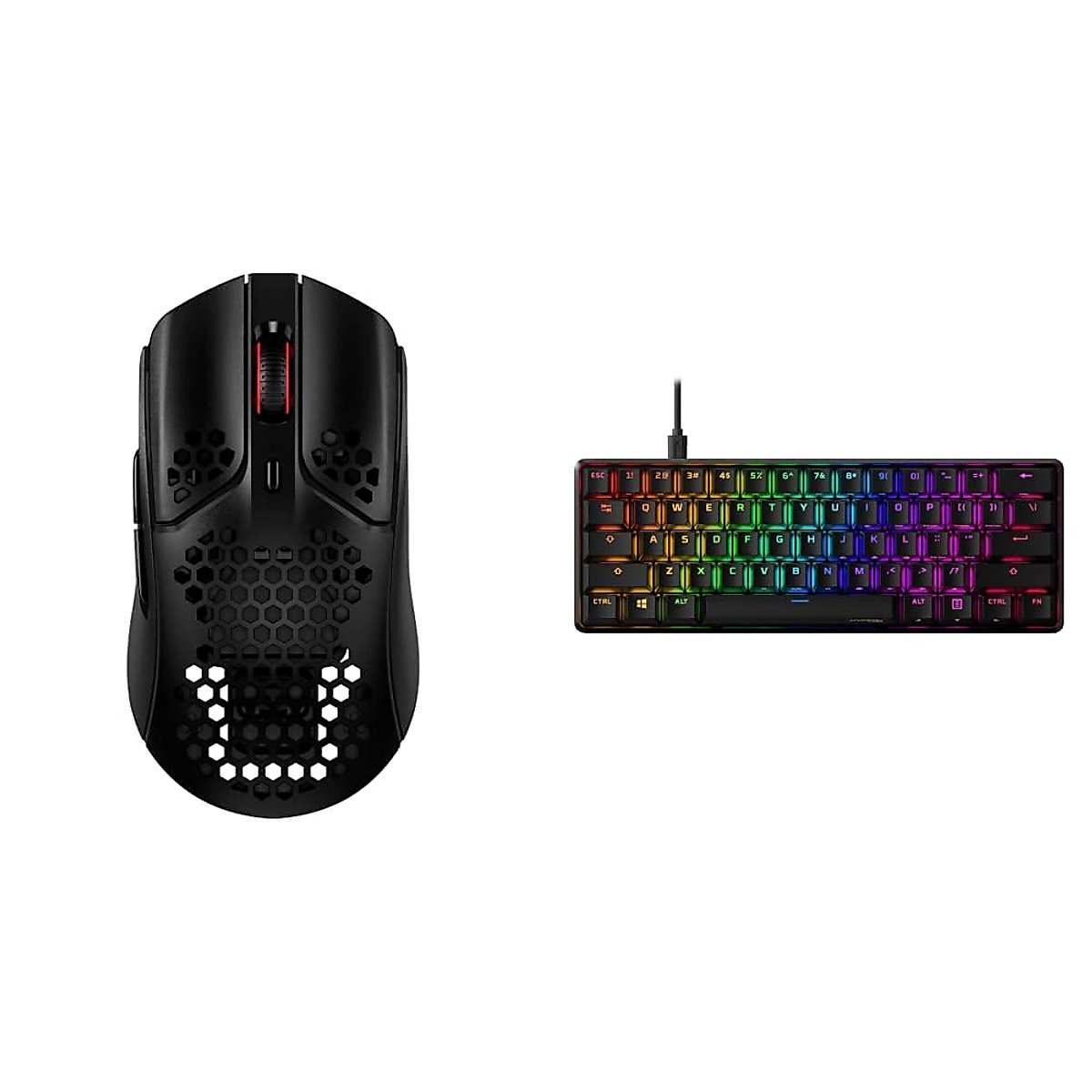 HyperX Pulsefire Haste Gaming Mouse & Alloy Origins 60 - Mechanical Gaming Keyboard, Ultra Compact 60% Form Factor, Double Shot PBT Keycaps, RGB LED Backlit, NGENUITY Software Compatible