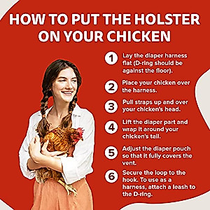 Hen Holster Bird Diaper Harness - Wrap Around for Hens, Roosters, Ducks & Geese, Leak-Proof Bird Diaper with Sewn-in Liner, Secure Hook & Loop Closure - S/M, Red Bandana