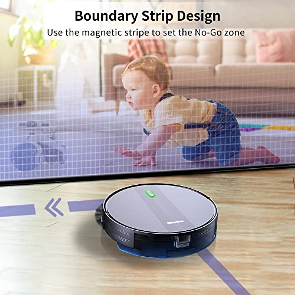 iMartine Robot Vacuum and Mop Cleaner with Boundary Strips, 2200Pa Strong Suction, Quiet, Slim, Self-Charging Robotic Vacuums, Ideal for Pet Hair, Hard Floors, Medium Pile Carpets, Works with Alexa