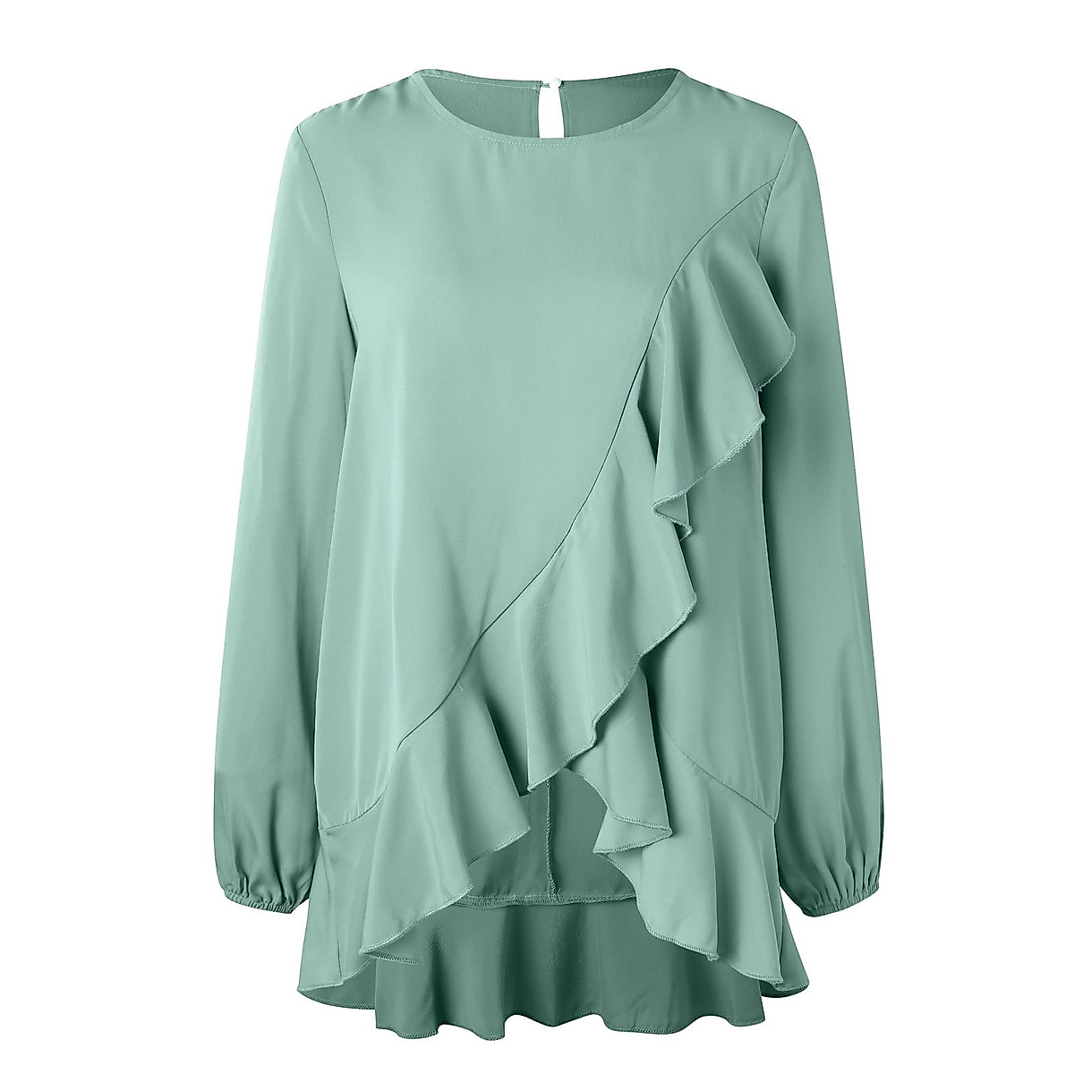 Blouse for Women Long Sleeve Kimloog Fashion Women Autumn Loose Long Puff Sleeve Soid Sweatshirt Top Blouse Red