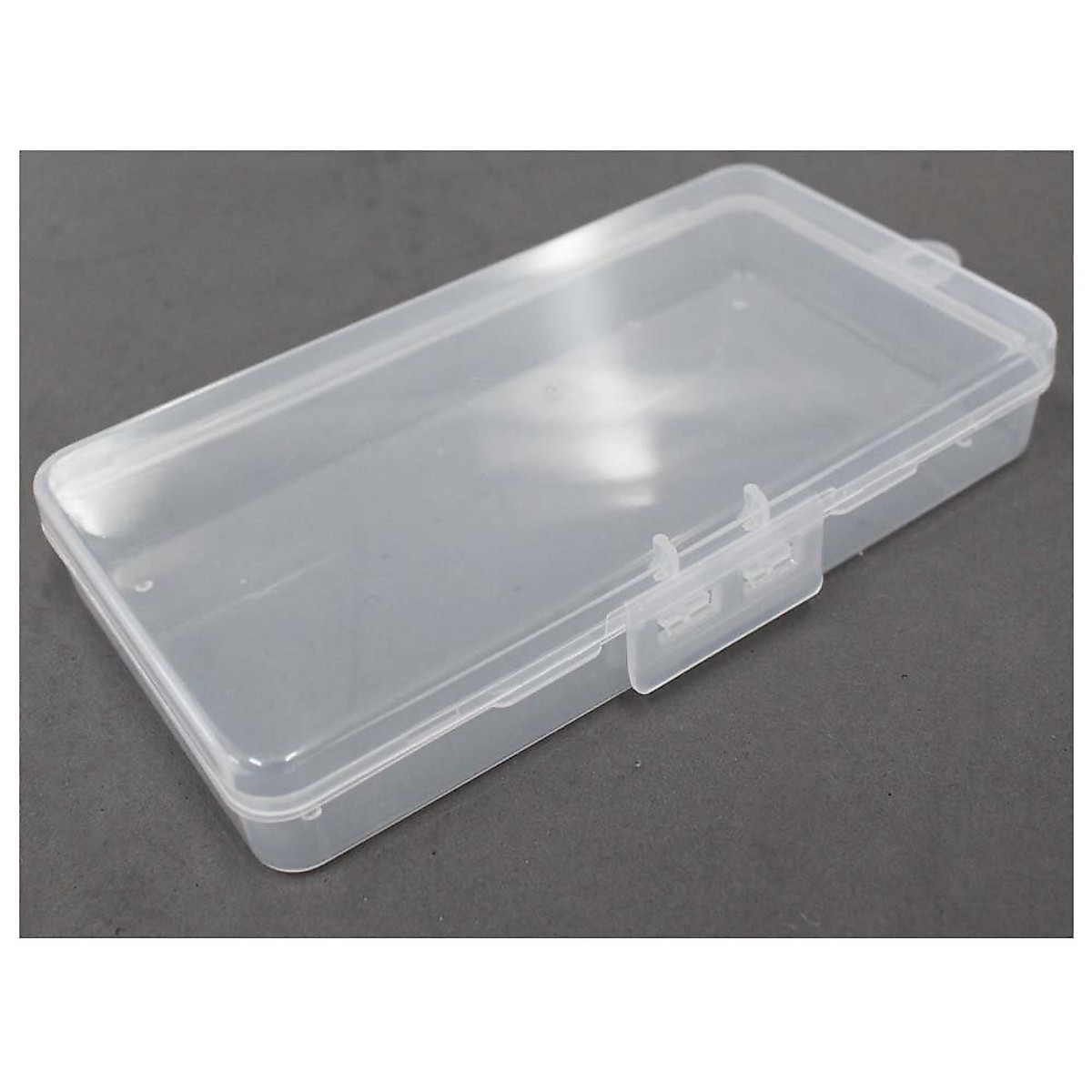 BIN BUDDY (2 pack 7" (17.8 cm) Long Single Compartment Storage Box | Clear Plastic | Double Front Clasp | Loop for Hanging | Multi-Utility Organizer