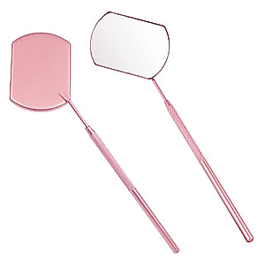 Embagol Lash Mirror Extra Large Makeup Mirror for Eyelash Extensions Detachable Stainless Steel Square Round Lash Extension Accessories(Pink)