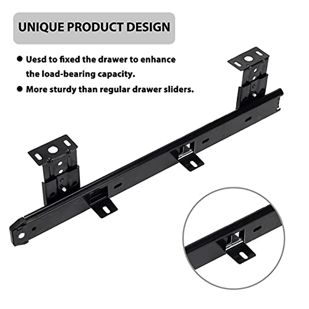 EVCUHASL Keyboard Slide, 14 Inch Heavy Duty Ball Bearing Drawer Slides, Undermount Keyboard Tray Slides, Black Powder Finished Cabinet Furniture Hardware with Adjustable Height Bracket