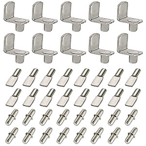 60 Pcs Shelf Bracket Pegs Stainless Steel Shelf Pins Support Shelf Peg Pin Supports, 3 Styles Nickel Plated.
