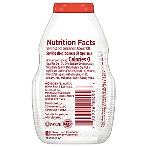 SPLENDA Monk Fruit Liquid Zero Calorie Sweetener Drops, 3.38 Fl Oz Bottle (Pack of 1)