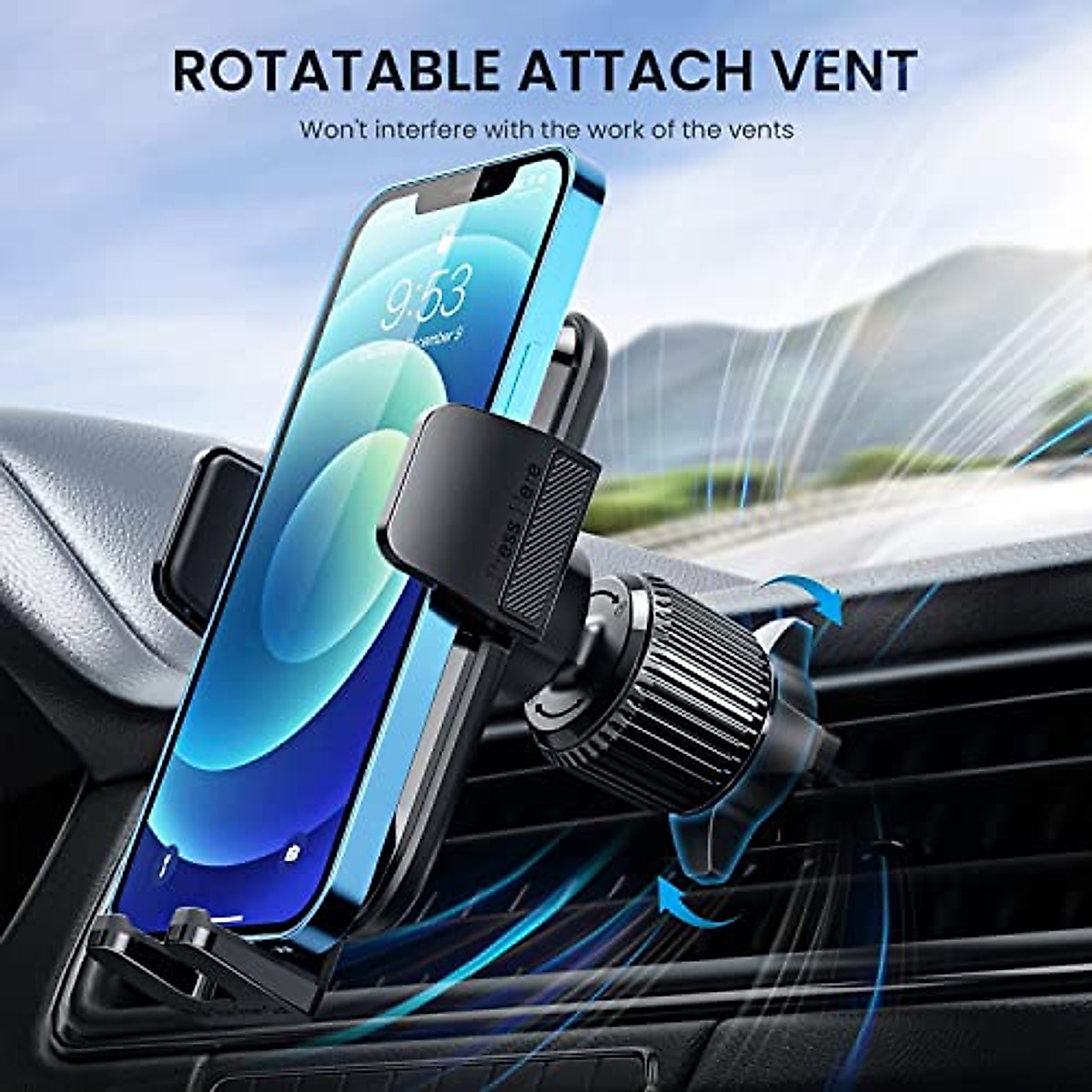 Qifutan Phone Mount for Car Vent [Upgraded Metal Clip] Cell Phone Holder Car Hands Free Cradle in Vehicle Car Phone Holder Mount Fit for Smartphone, iPhone, Cell Phone Automobile Cradles Universal