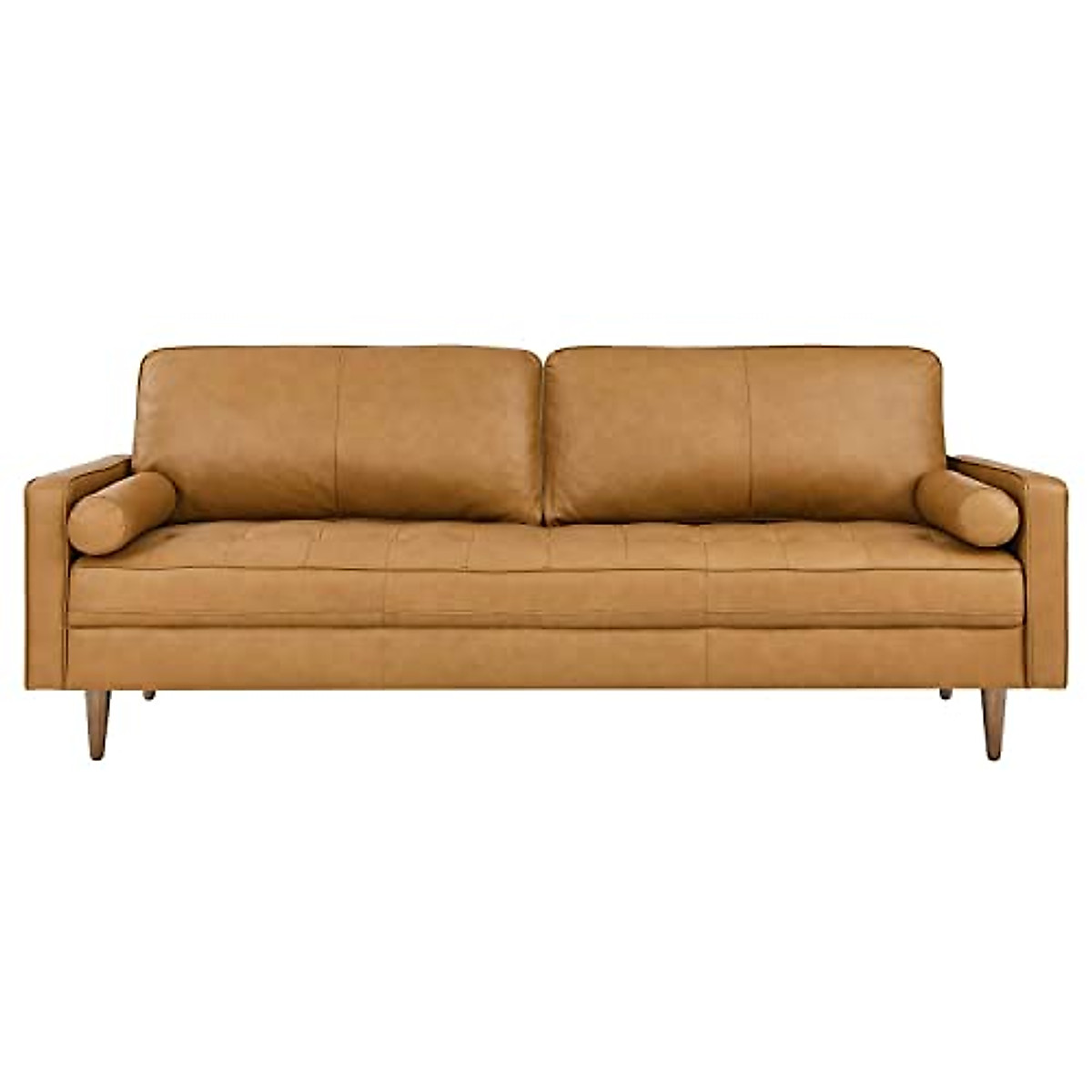Modway Valour 88" Modern Style Leather and Dense Foam Sofa in Tan Finish