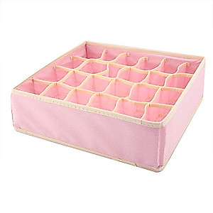 Bunny Kachu Sock Drawer Organizer, Durable Soft Nonwoven Fabric and Paper Board Container Grid Divider Design Storage Box for Household(Pink)