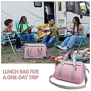 Lunch Box for Men, Insulated Lunch Bag Women, Personalized Reusable Lunch Tote Bag for Office Work, Leak-proof Adult Lunchbox Container Cooler Sack Handbag Case (Pink)