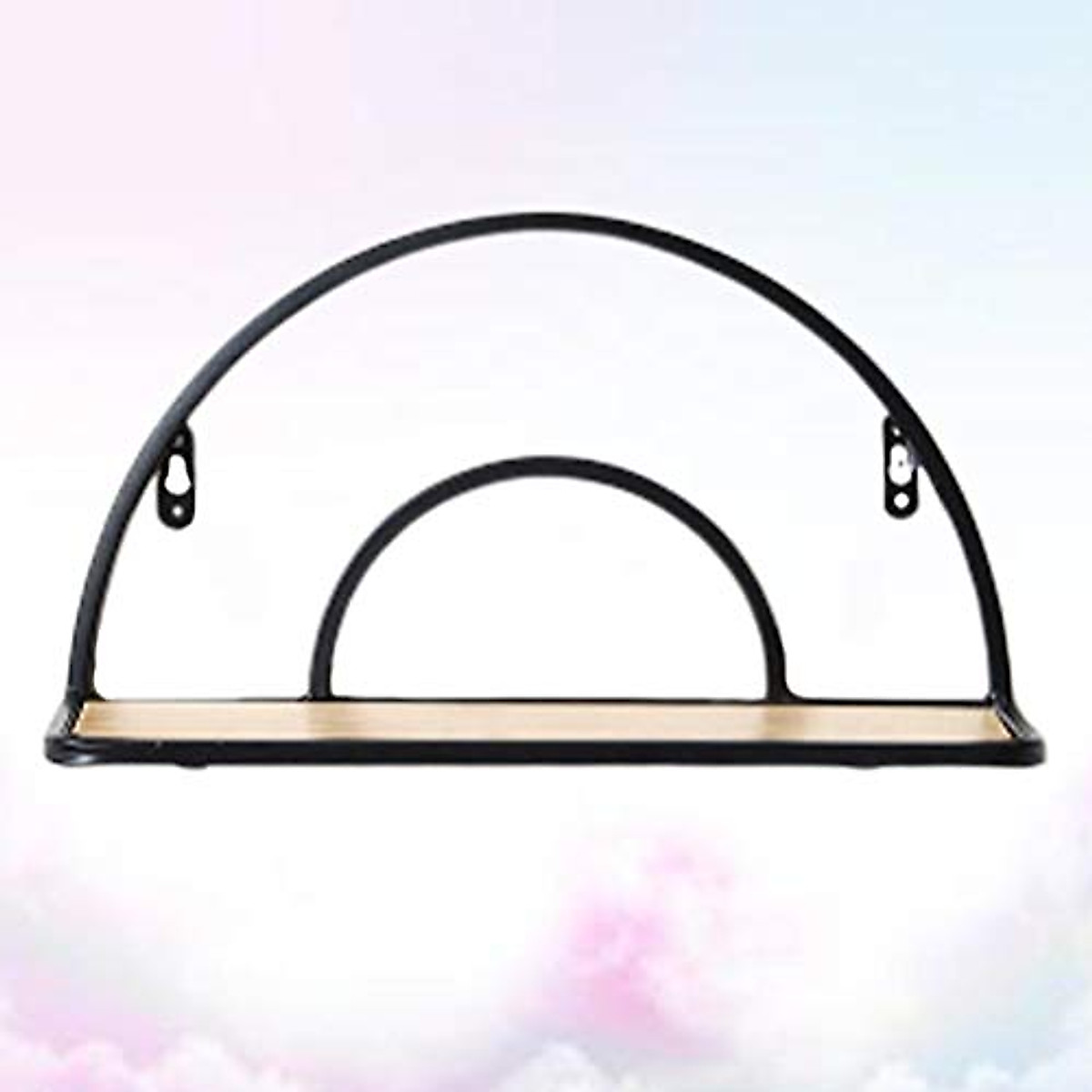 Cabilock Half Circle Floating Shelves Wall Mounted Iron Storage Rack Rustic Wood Wall Display Shelves for Bedroom Bathroom