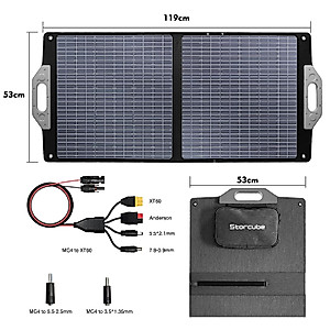 STORCUBE 100W Portable Solar Panel, Foldable Solar Panel Charger, Adjustable Kickstands, 23.5% High Efficiency, IP67 Waterproof for Outdoor RV Camping