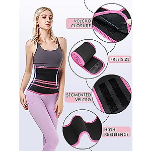 Shineqin Waist Trainer for Women Waist Trimmer Lower Belly Fat Tummy Wrap Belt Plus Size Waist Wraps for Stomach Black