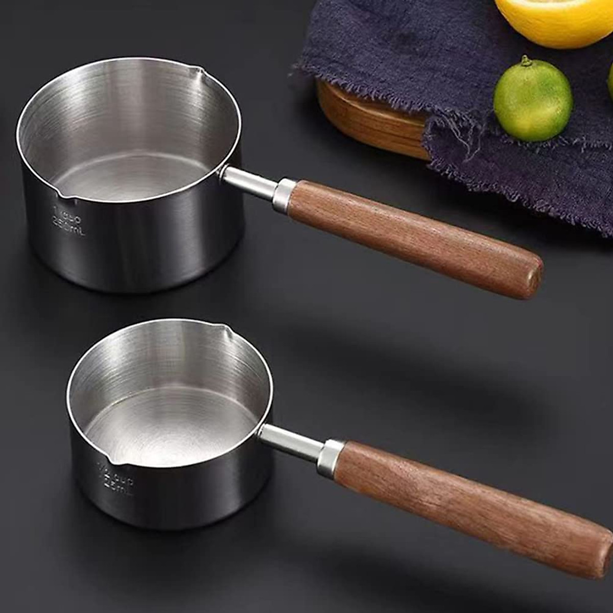 125ML Saucepan Stainless Steel Sauce Pot Double Spout Oil Pan Milk Warming Pot Frothing Pitcher Dishwasher Safe for Home Kitchen Cookware