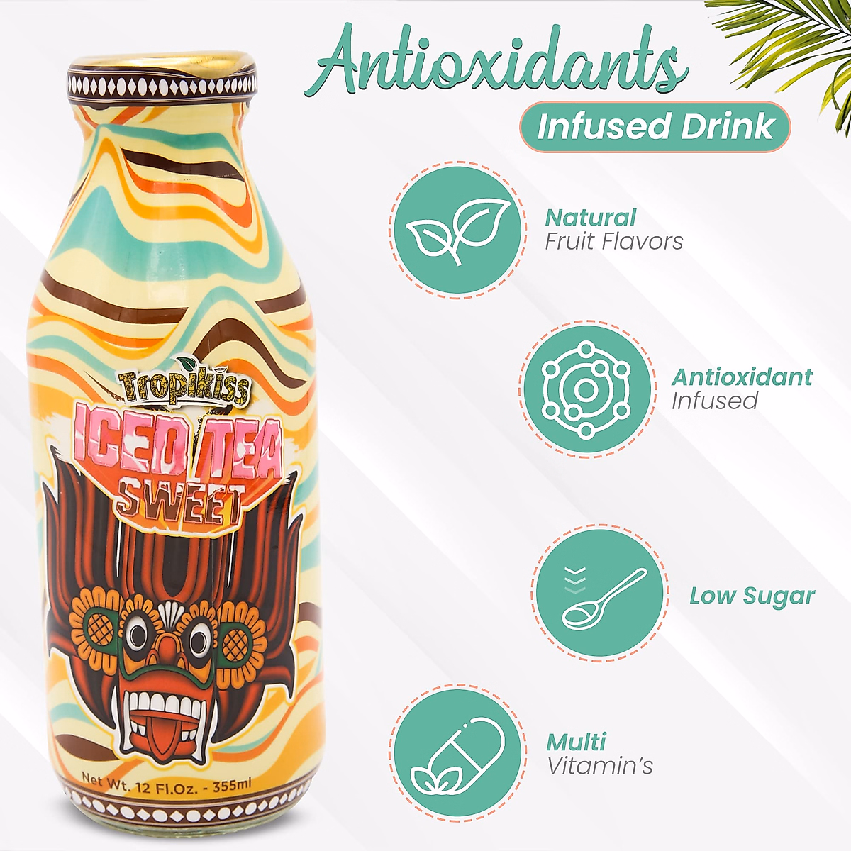 Tropikiss 12-Pack Sweet Iced Tea – Antioxidant-Rich Refreshing Drink | Natural Bottled Ice Tea | Healthy & Flavorful Beverage