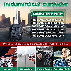 Beefunny Replacement Remote Car Key Fob 4C Chip for Lexus ES300 GS300 IS300 1998-2005 HYQ1512V Short Blade  (1)