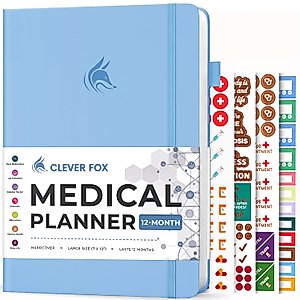 Clever Fox Large Medical Planner 12-Month – Medical Notebook, Health Diary, Wellness Journal & Logbook to Track Health – Self-Care Medical Journal – 12 Months, Undated, 7″ x 10.5″ (Light Blue)