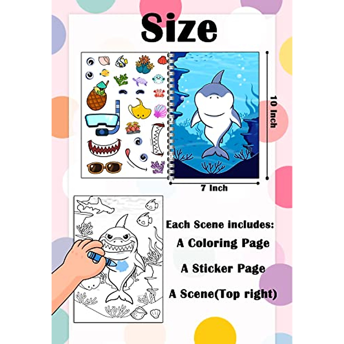 450PCS Stickers/Coloring Book for Kids 2-4, Make A Face Reusable Sticker Book for Toddlers Including 14 Coloring Pages 14 Scenes Airplane Activities for Kids Ages 4-8, Travel Road Trip Must Have