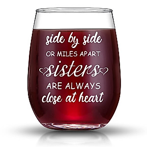 KFK Sister Gifts from Sister -15oz Wine Glass Birthday Gift for Sisters, Best Sister,Mother's Day, Christmas Ideas for Big Sister, Little Sister